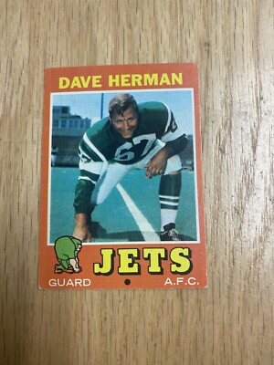 1971 Topps Football Dave Herman New York Jets Card #124 | eBay