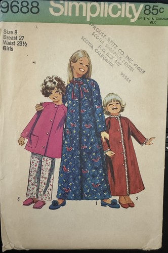 Vtg Simplicity pattern 9688 Girls' Robe or Top & Pants size 8 breast 27 ...