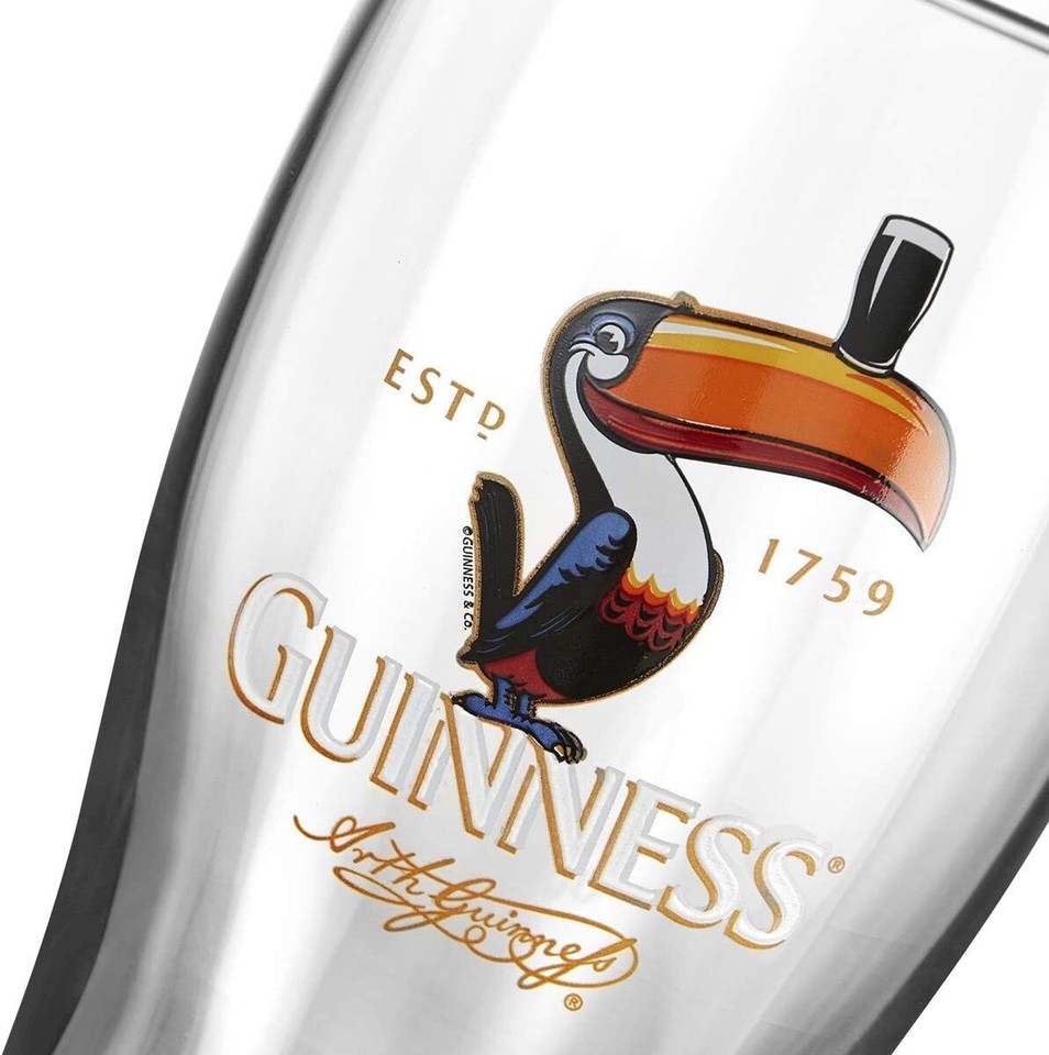 Guinness Toucan Design Pint Glasses pack of 2. Licensed Guinness ...