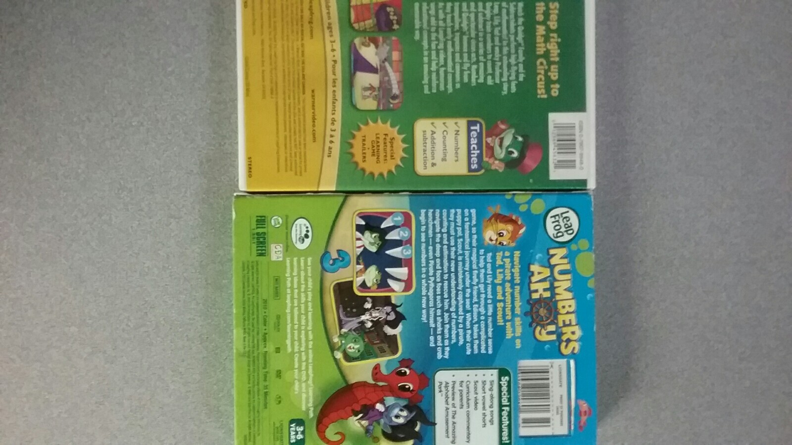 Leap frog Numbers Ahoy (DVD, 2010)& Math Circus DVD. 3-6 age learning ...