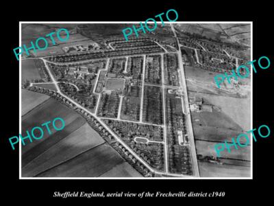 OLD LARGE HISTORIC PHOTO SHEFFIELD ENGLAND AERIAL VIEW OF FRECHEVILLE ...