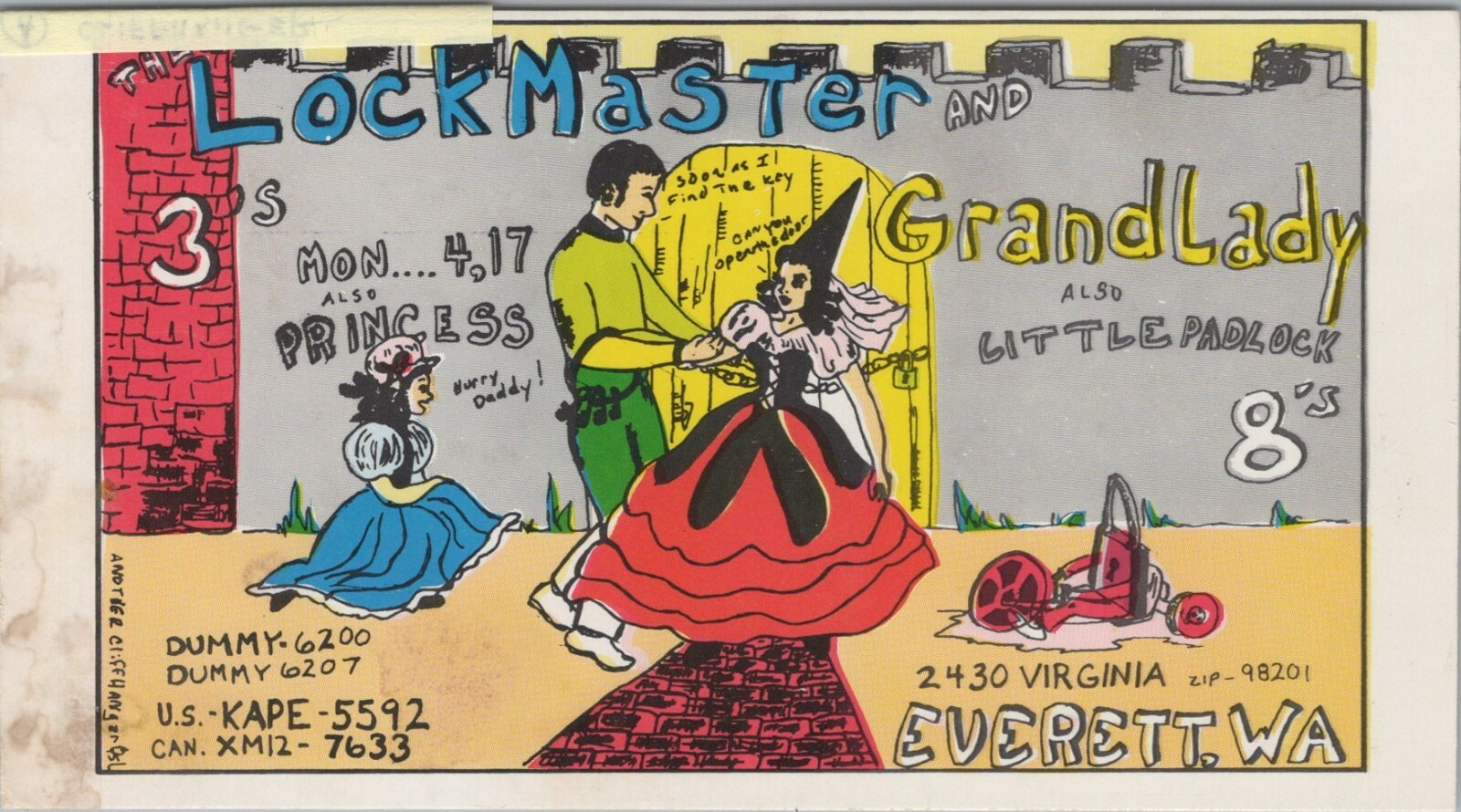 radio QSL postcard princess comic Robert Laurel Lebar 1970s Everett ...