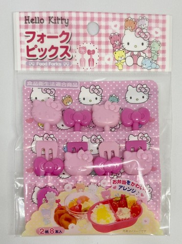 Hello Kitty Japanese Lunch Bento Kitty and Ribbon Food Fork Picks ...