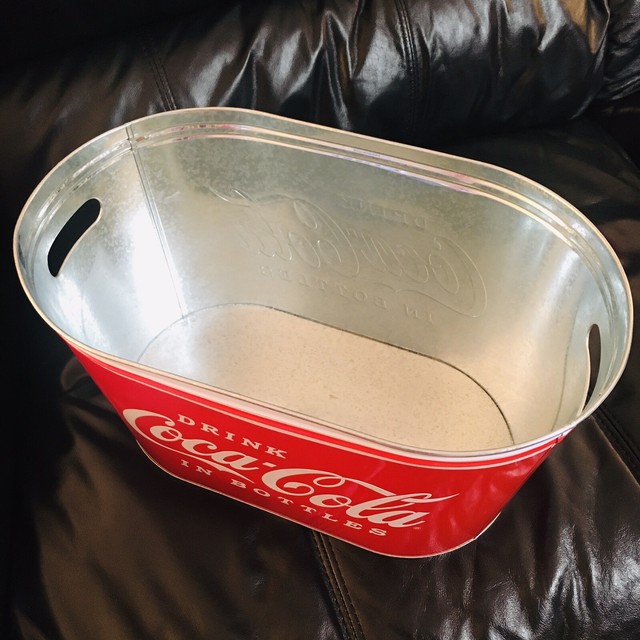 Coca-Cola Ice Bucket Party Tub Cooler Large Oval Galvanized Metal Tin ...