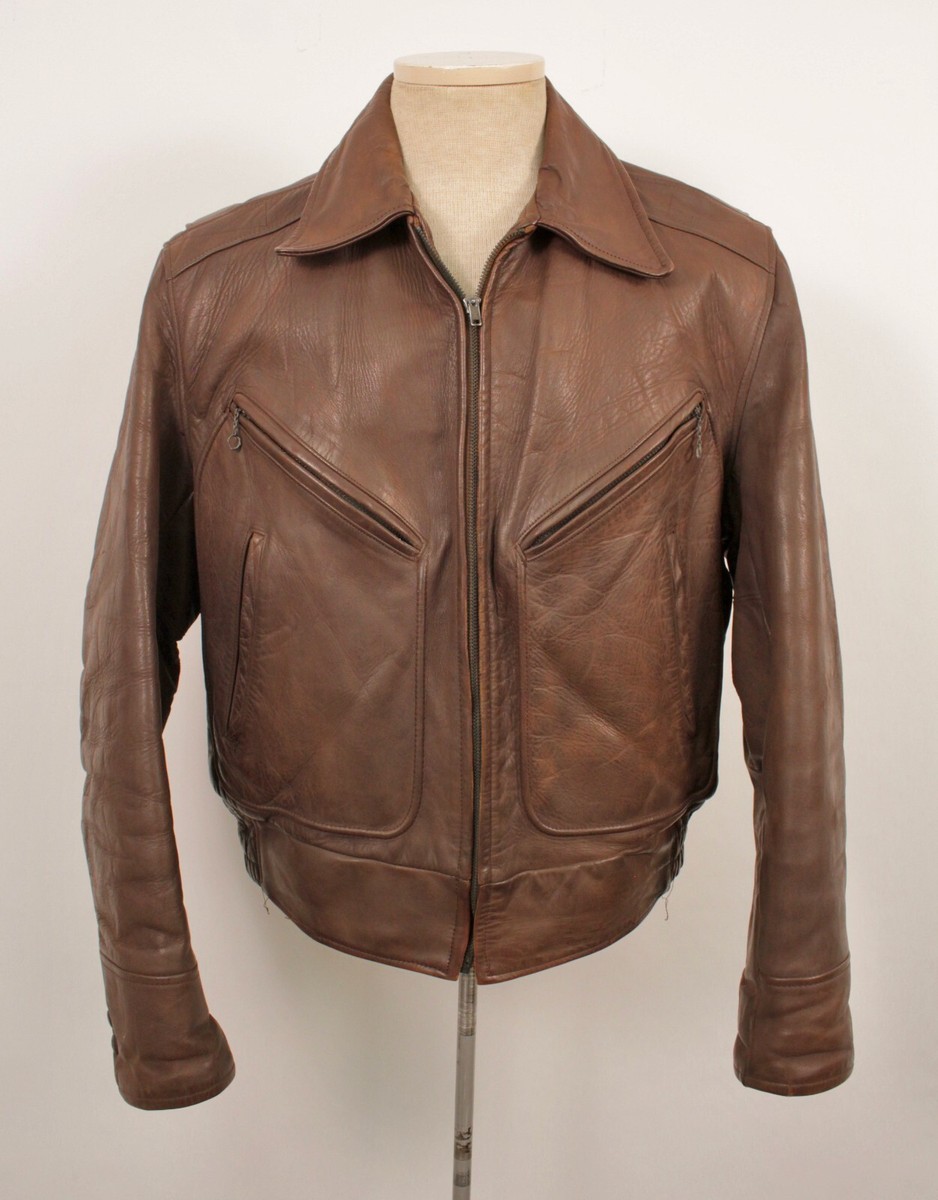 VTG Men's 1950s Windward Brown Horsehide Leather Jacket Sz M VTG Men's 1950s Windward Brown Horsehide Leather Jacket Sz M