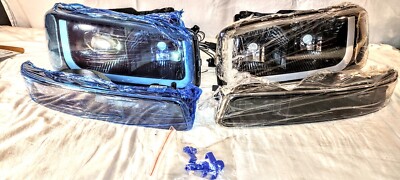 Feberg Headlights W/Bumper Signal Lamps For 1999-07 GMC Sierra Yukon ...