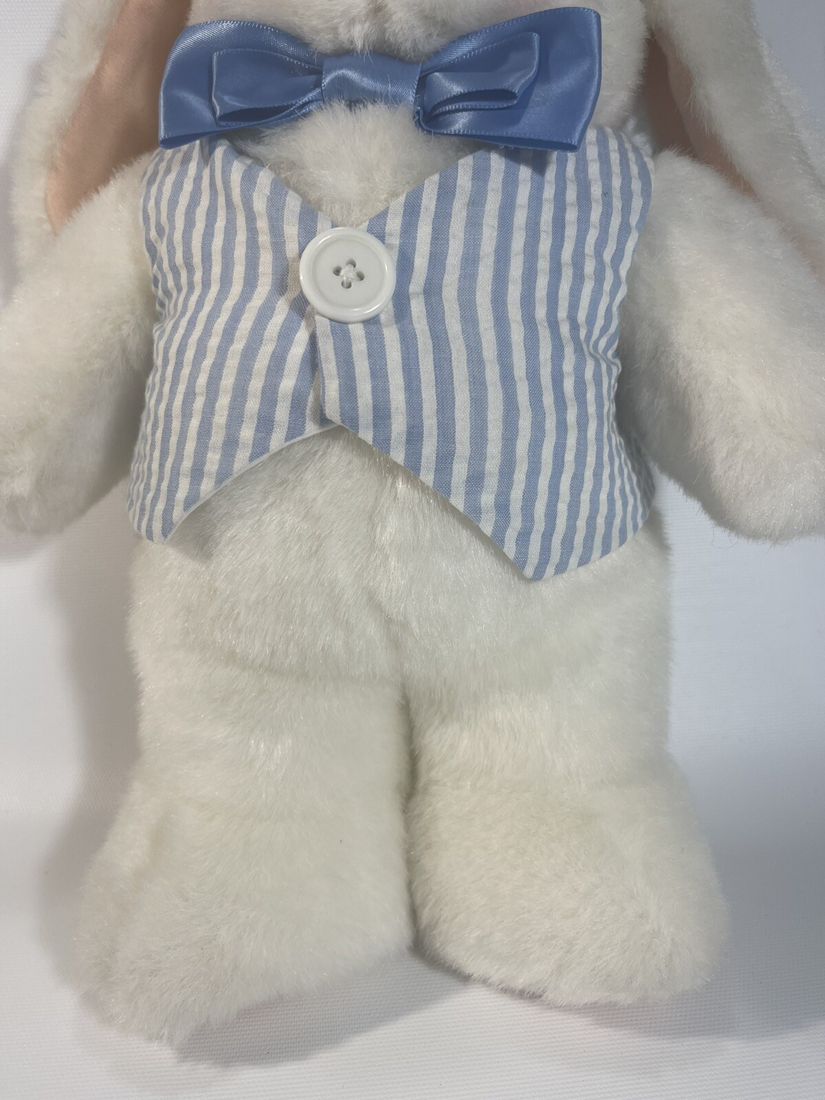 Hallmark Uncle E The Easter Bunny White Blue Striped Vest Stuffed Plush ...