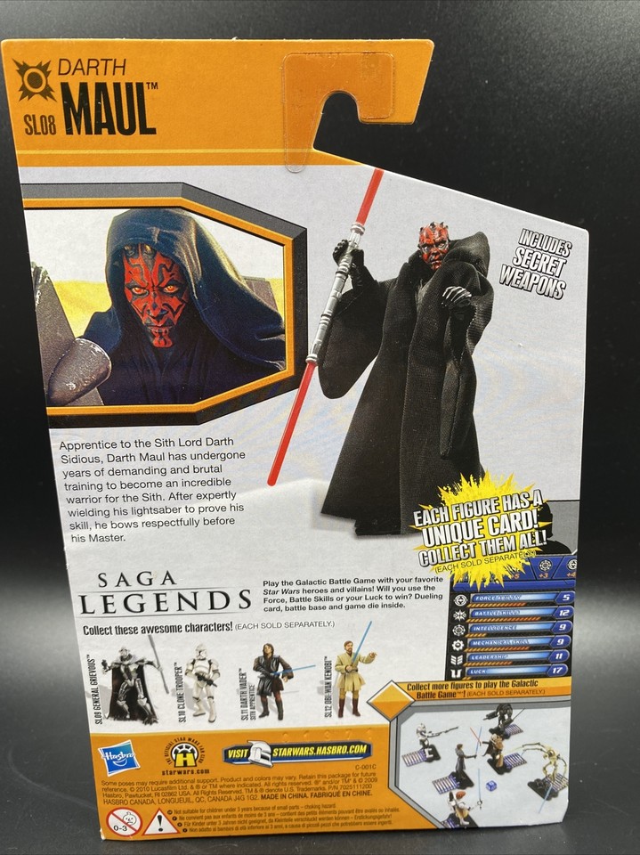 NOS 2010 Hasbro Star Wars Saga Legends Action Figure Darth Maul SL08 w ...