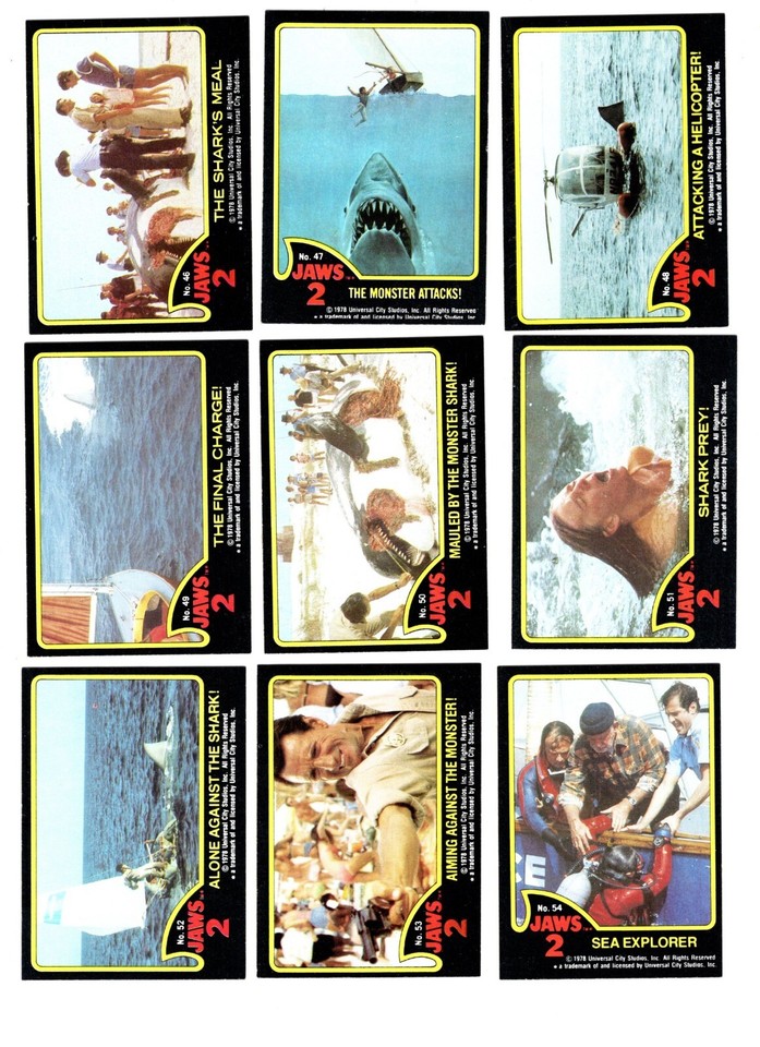 1978 TOPPS JAWS 2 THE MOVIE TRADING CARD SET 59-CARDS NM/MINT ALL CARDS ...