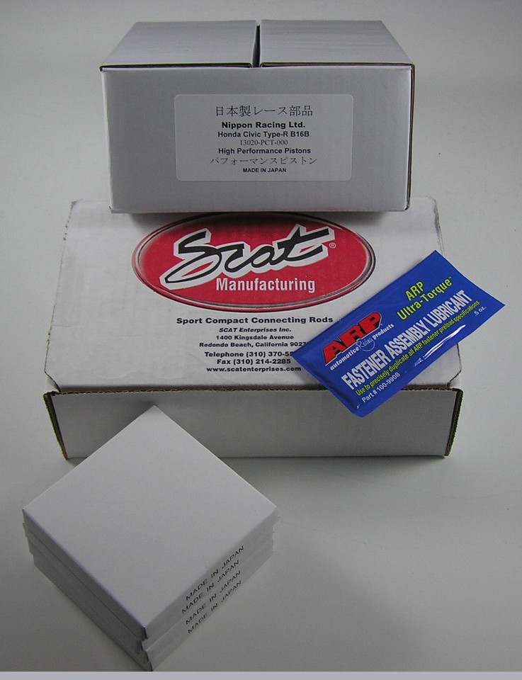 JDM Nippon Racing 84.50MM B16B CTR Pistons Rings Scat Rods PCT B20 VTEC ...