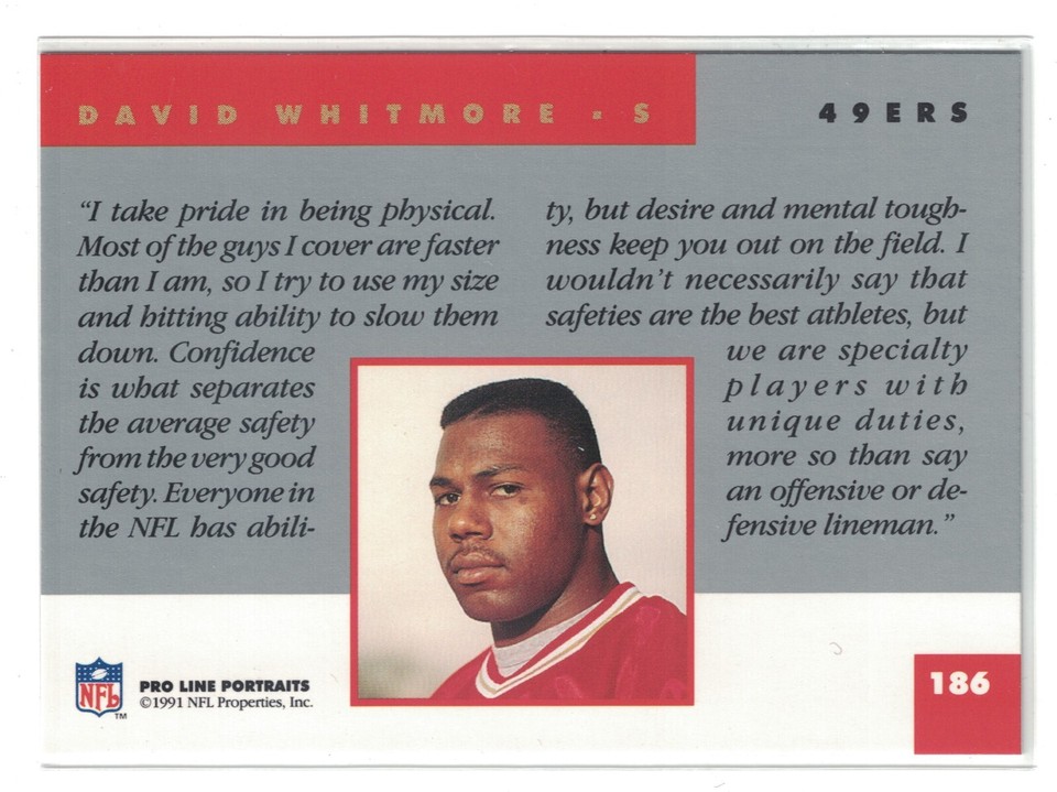 1991 NFL Pro Line Portraits - David Whitmore #186 | eBay