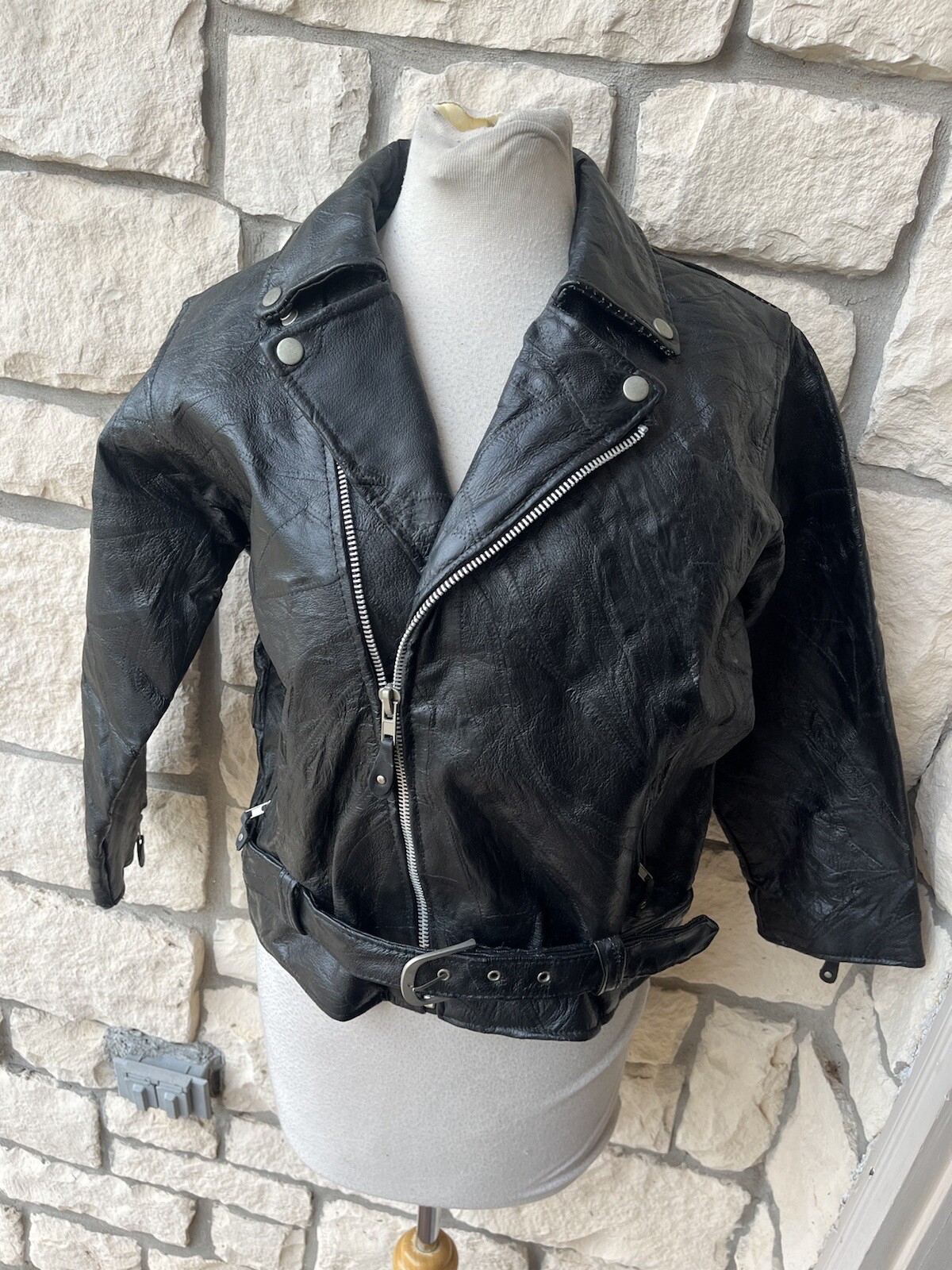 Vintage Leather Motorcycle Jacket Patch Biker Diamon… - Gem