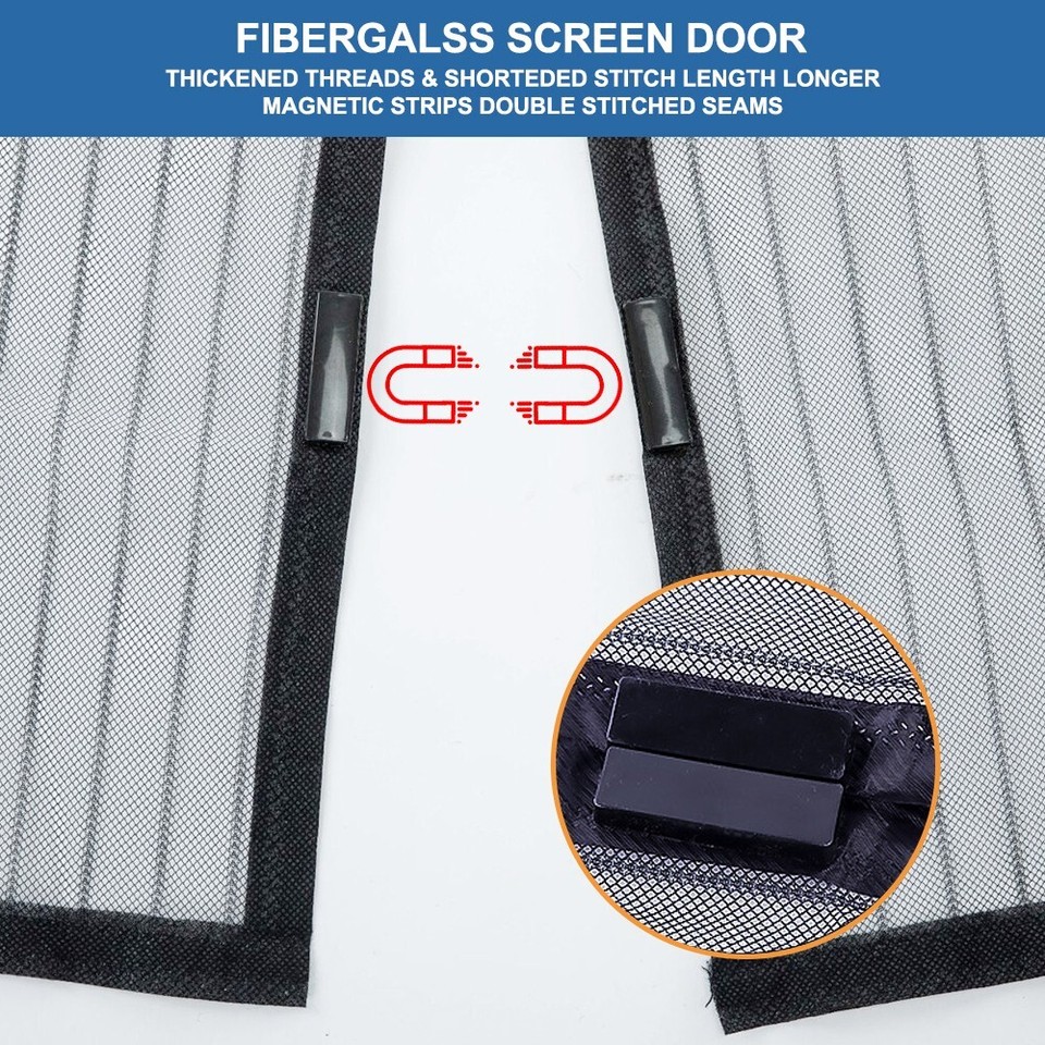 Magnetic Screen Door Mesh Curtain Durable Heavy Duty Mosquito Net Bug ...