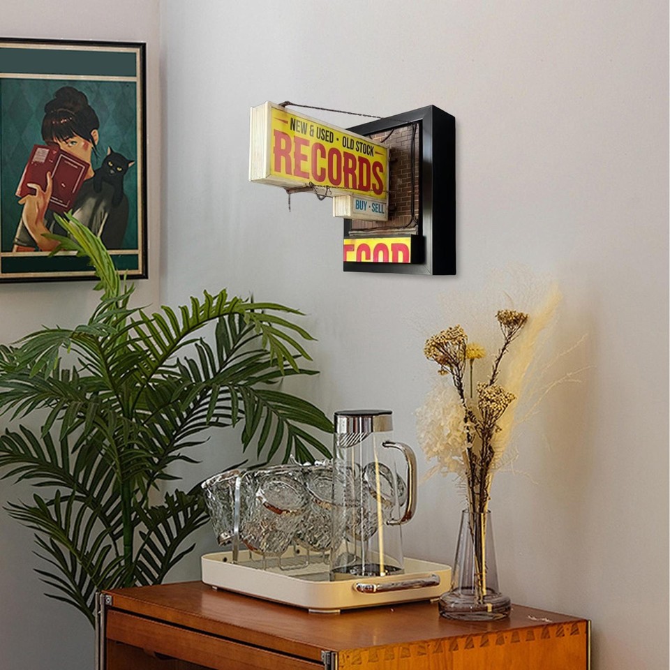 Record Store Wall Light Handmade Retro Record Wall Lamp Gift for ...