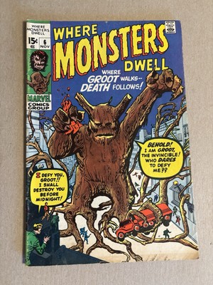 Where Monsters Dwell #6 Marvel 1970 Reprints 1st Appearance Of Groot ...