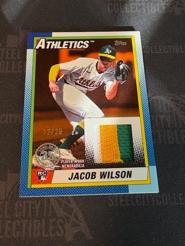 2025 Topps Series 2 Jacob Wilson 1990 RC Orange 12/25 3 color Game Used ...