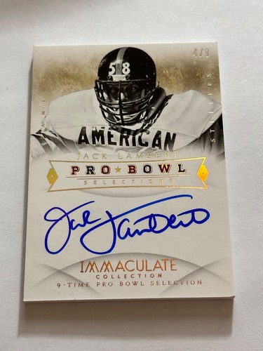 2014 Panini Immaculate Pro Bowl JACK LAMBERT ON-CARD Auto #4/9 Steelers ...