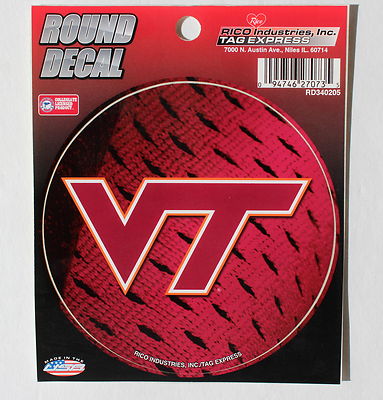 Virginia Tech University VT Logo Round Decal Car Window Sticker 4.5 ...