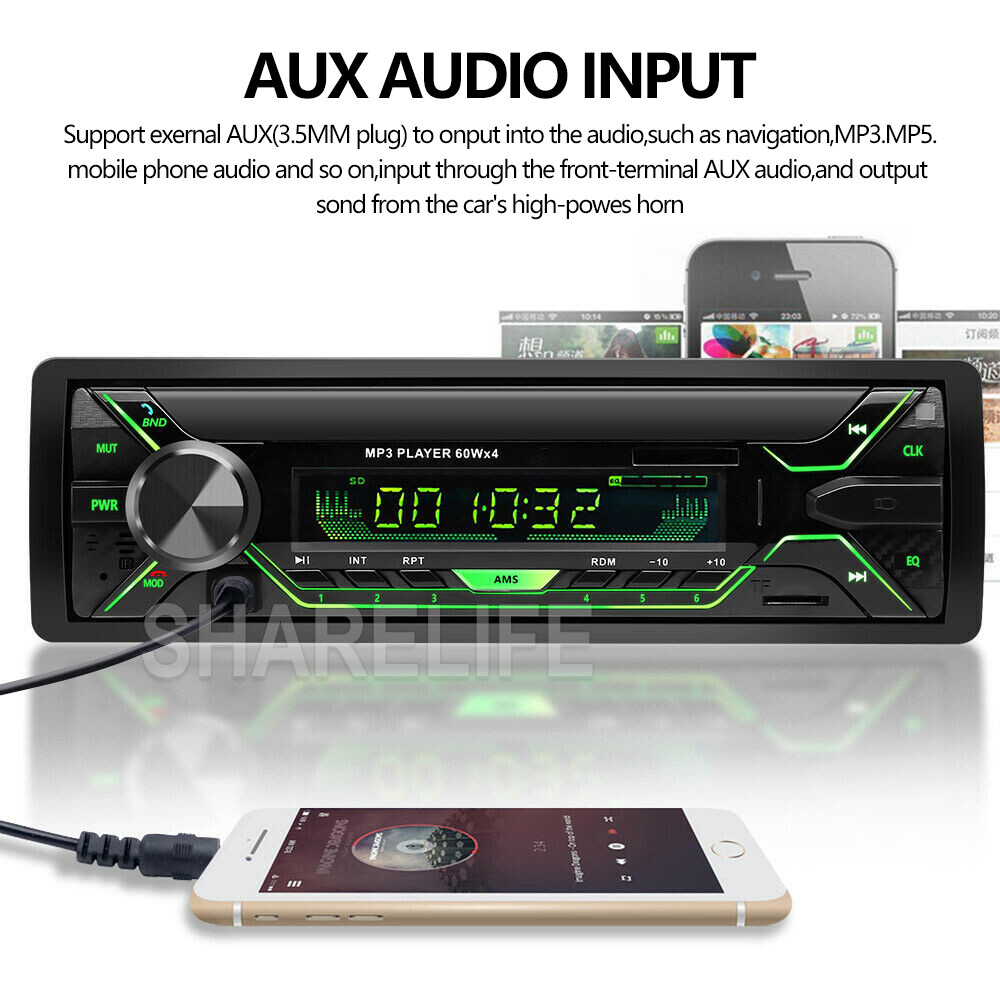 Car Stereo Audio Radio Bluetooth USB In-dash MP3 Player Head Unit NON ...