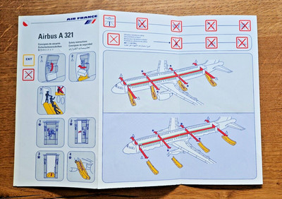 AIR FRANCE Airbus A321 Safety card (5/1998) | eBay