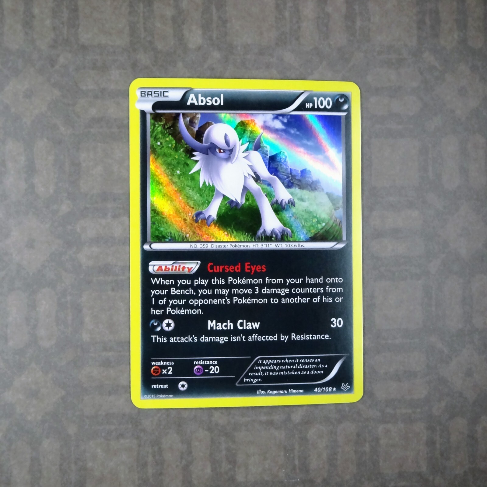 Pokemon TCG Absol 40/108 Roaring Skies ROS Holo Rare XY 2015 LP | eBay