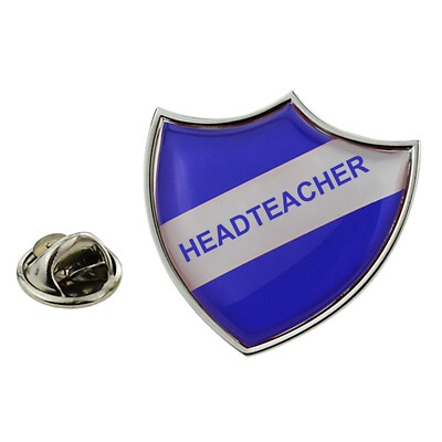 HEADTEACHER Blue Retro School Shield Lapel Pin Badge | eBay UK