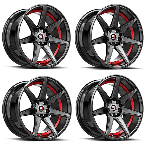 Set 4 17" Spec-1 SP-73 Gloss Black & Red Undercut 17x7.5 Wheels 5x112 ...