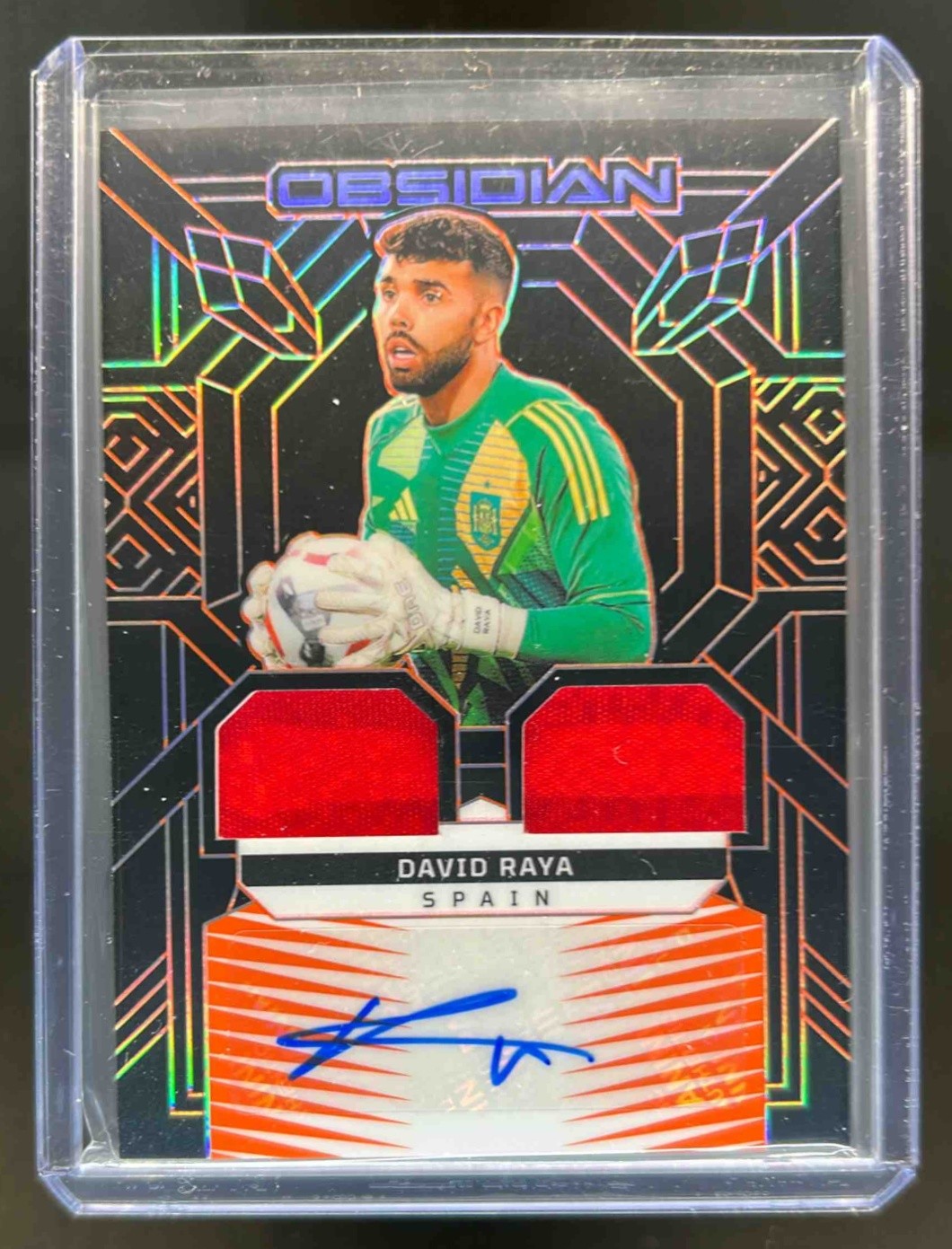 David Raya 2024 Obsidian #DJ-DRA Dual Jersey Ink - Electric Etch Red ...