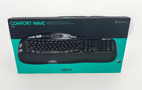 Logitech Wireless Ergonomic Wave Keyboard K350 with Palm Rest, RF, 104 ...