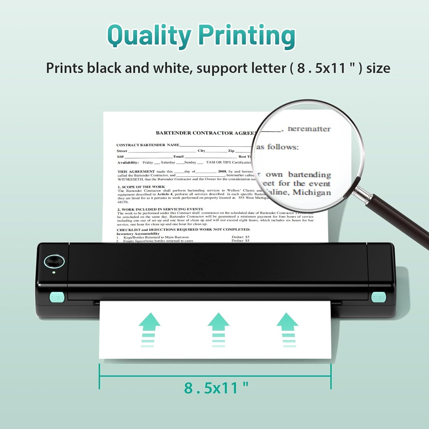 Tragbar Bluetooth Wireless Thermal A4 Printer für PDF Foto Docx ...