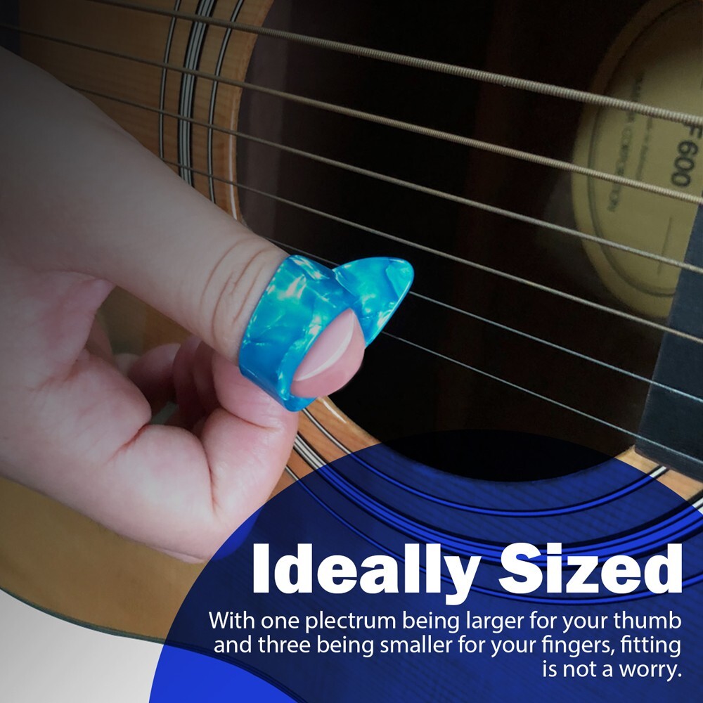 Finger and Thumb Guitar Pick Plectrum Set Ukulele Banjo 3x Finger 1x ...