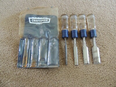 Vintage 9-36807 Craftsman 4 PCS Wood Chisel Set 1/4”, 1/2”, 3/4”, 1 ...