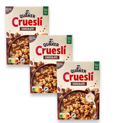 (17,03 EUR/kg) Quaker Cruesli Chocolate Schokolade Multipack 3x 450g ...