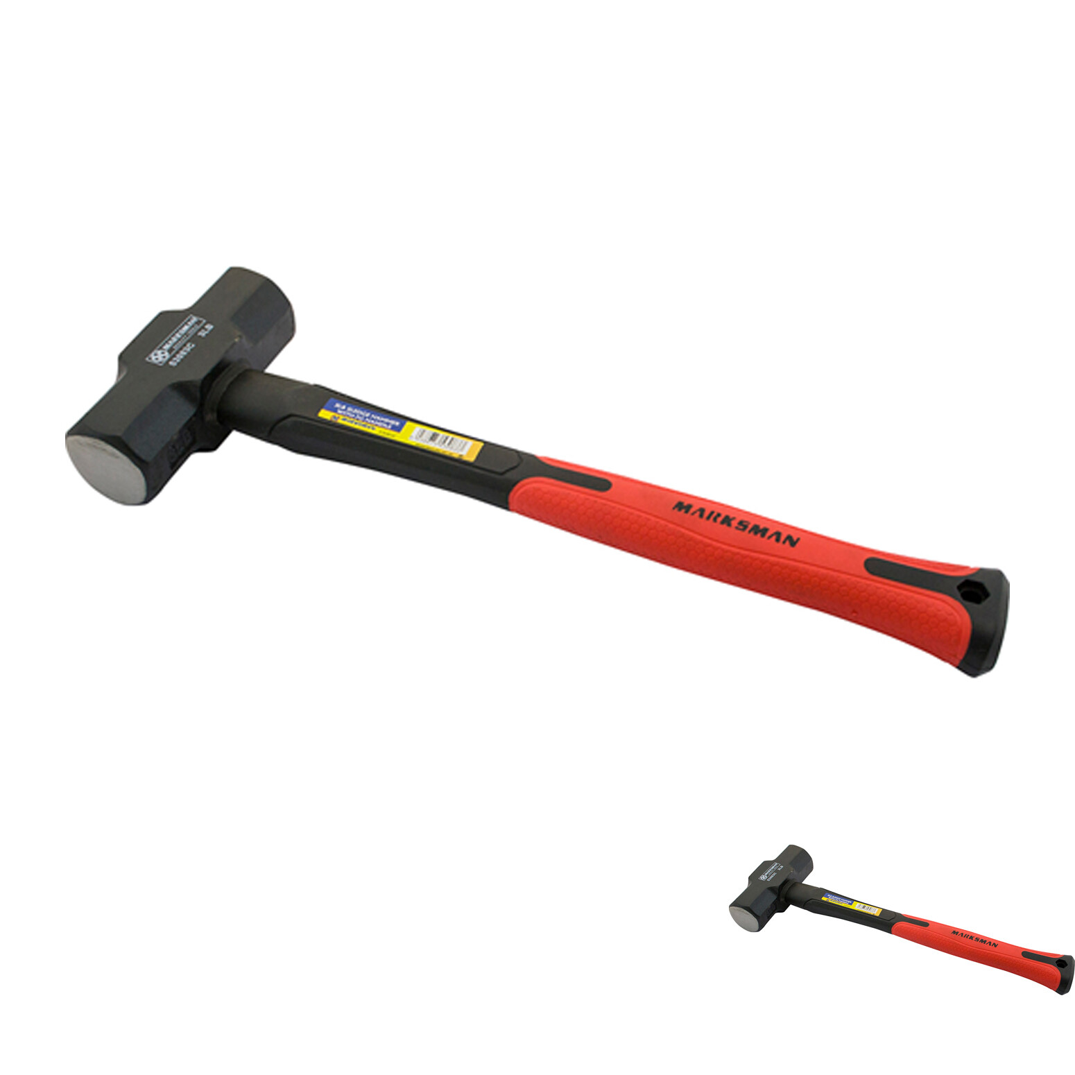 3LB SLEDGE HAMMER SHORT HANDLE COMFORT GRIP FIBREGLASS RUBBER SHAFT DIY ...