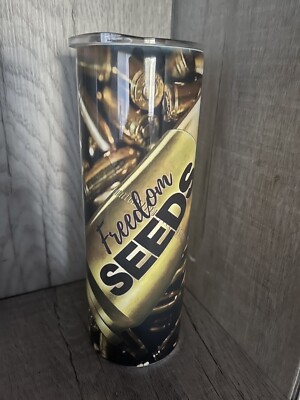Graphic Skinny Tumbler- Freedom Seeds Bullet- 20oz Cup Straw | eBay