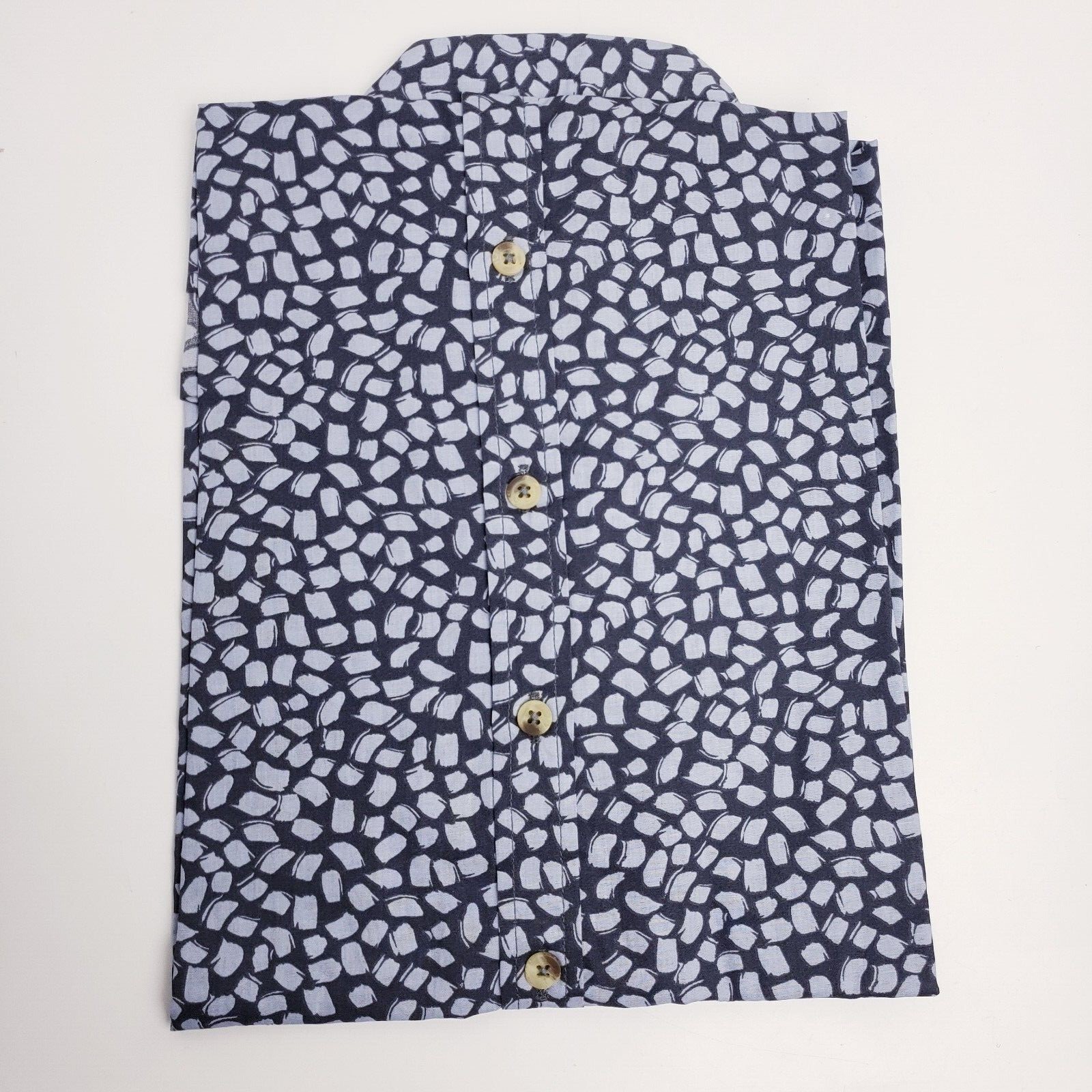 Peau De Loup PDL "Paint Strokes Blues" Button Up Short Sleeve Shirt NWT ...