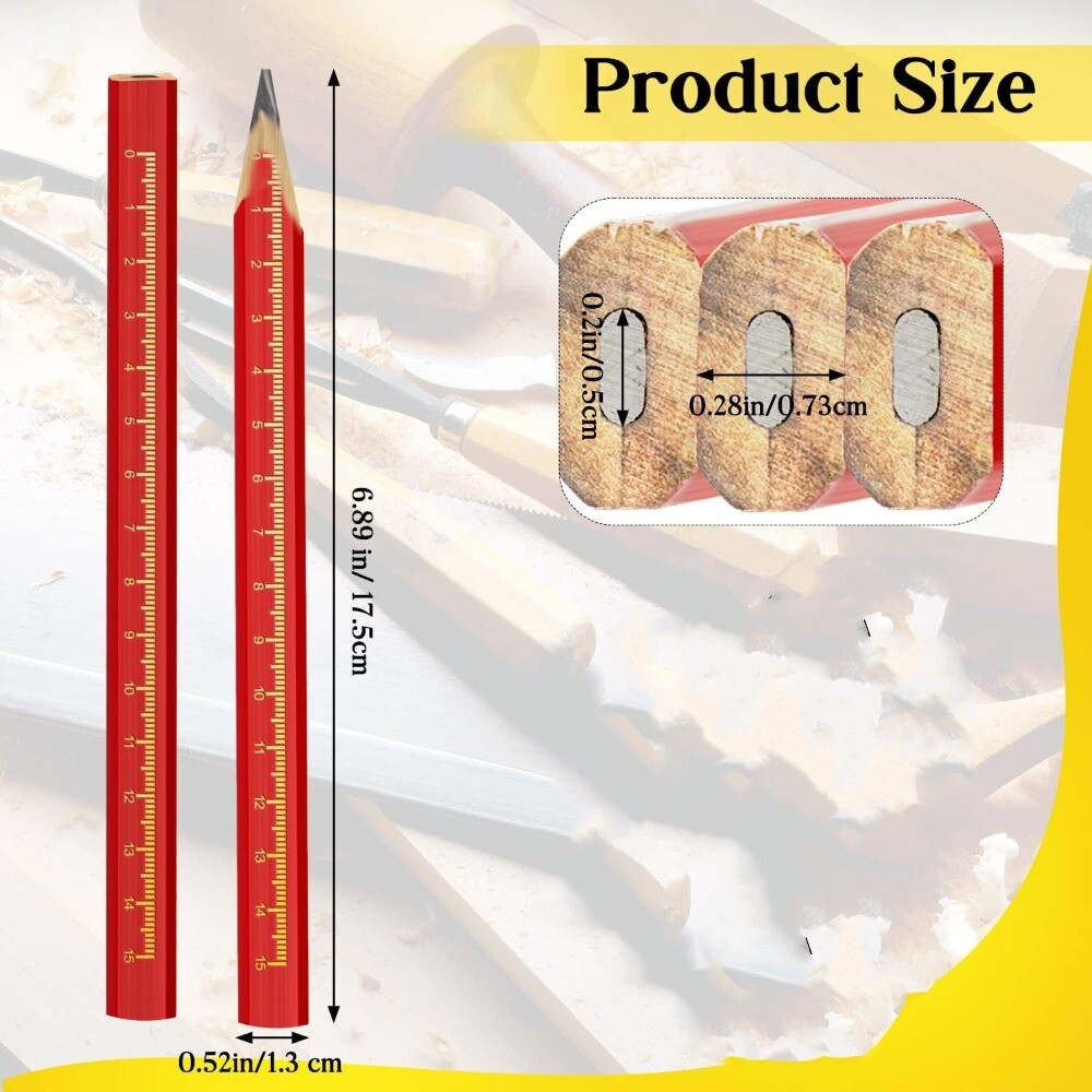10pcs Red Construction Pencil Wooden Woodworking Marking Tool Carpentry ...