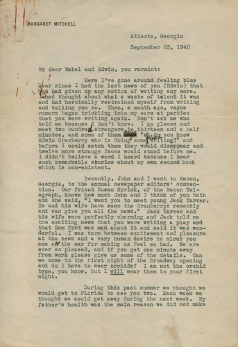 MARGARET MITCHELL - TYPED LETTER SIGNED 09/23/1940 | eBay