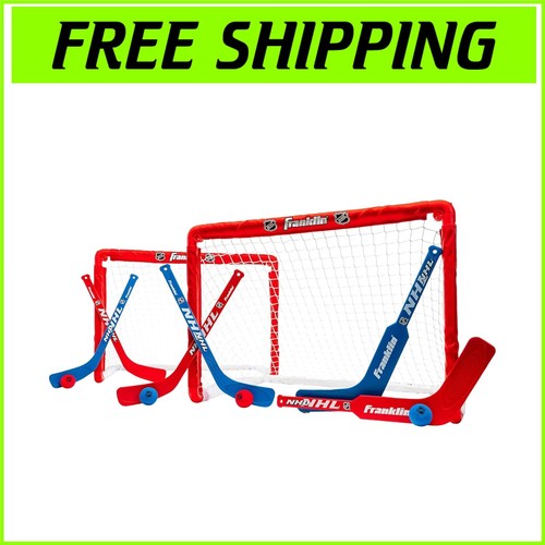 NHL Kids Mini Hockey Goal Set - 2 Goals, 4 Sticks, 4 Foam Balls for ...