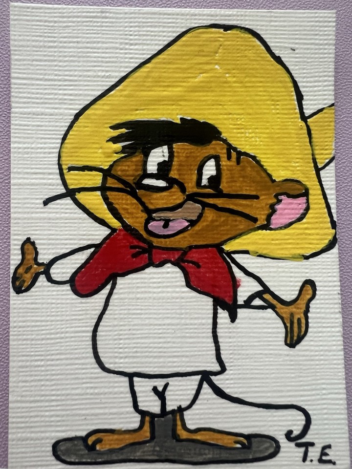 Loonie Tunes Speedy Gonzalez ACEO ORIGINAL ATC HAND PAINTED ACRYLIC ...
