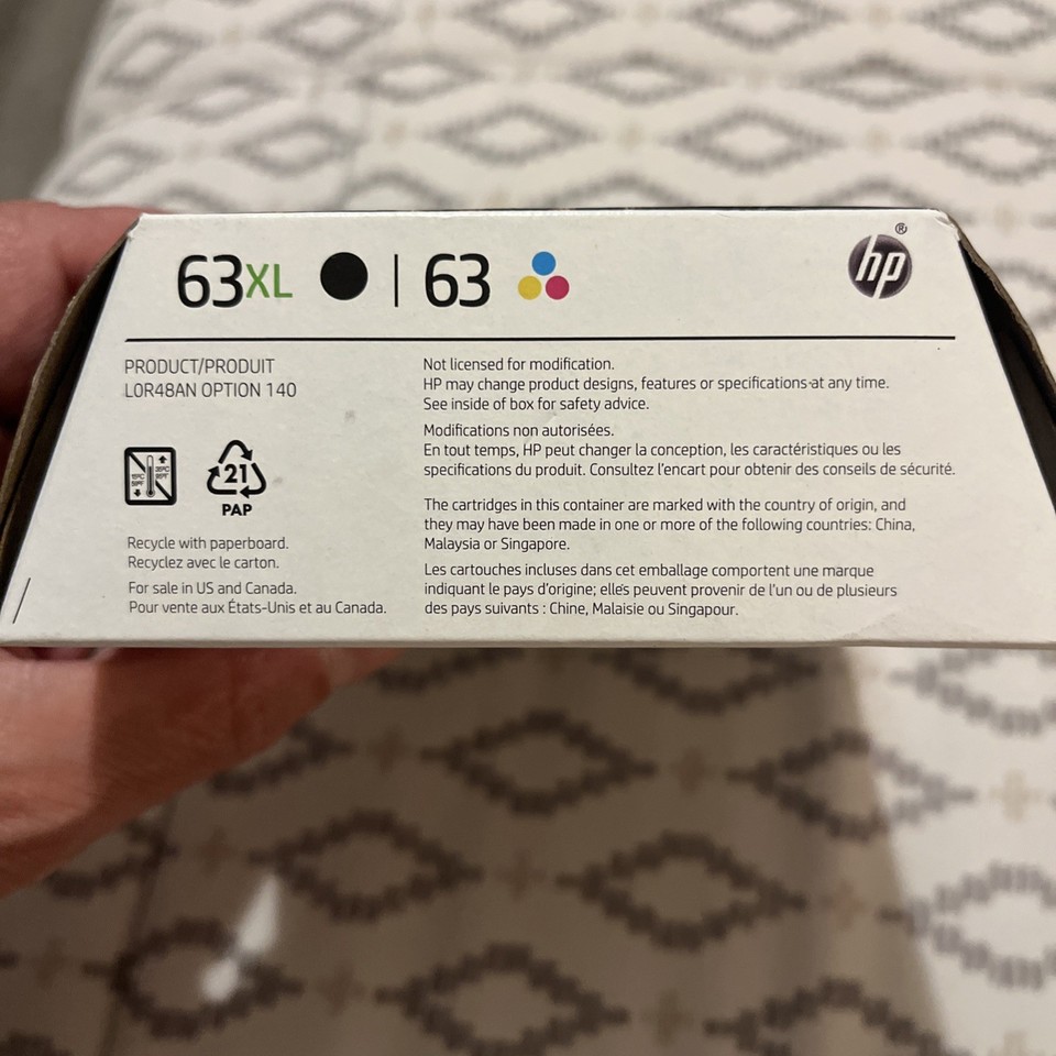 HP 63XL / 63 Ink Cartridges L0R48AN F6U61AN F6U64AN Genuine OEM 6952 | eBay