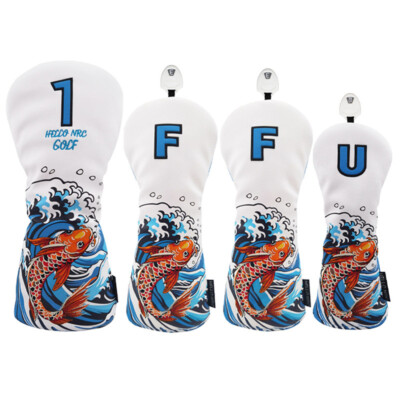 Lucky Koi Fish Golf Head Cover FIt Driver Fairway Wood Hybrid Club Head ...