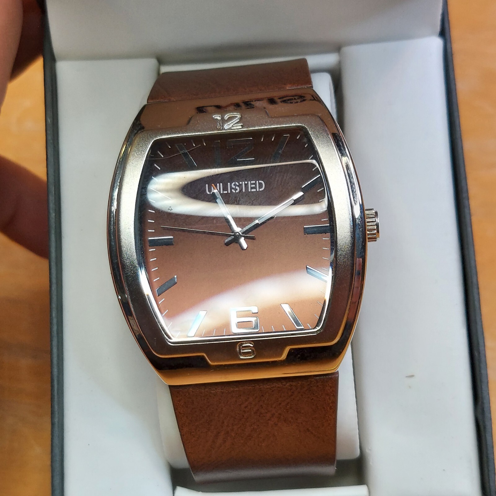 Kenneth Cole Unlisted Watch UL5144 Brown Leather Band Silver Copper ...