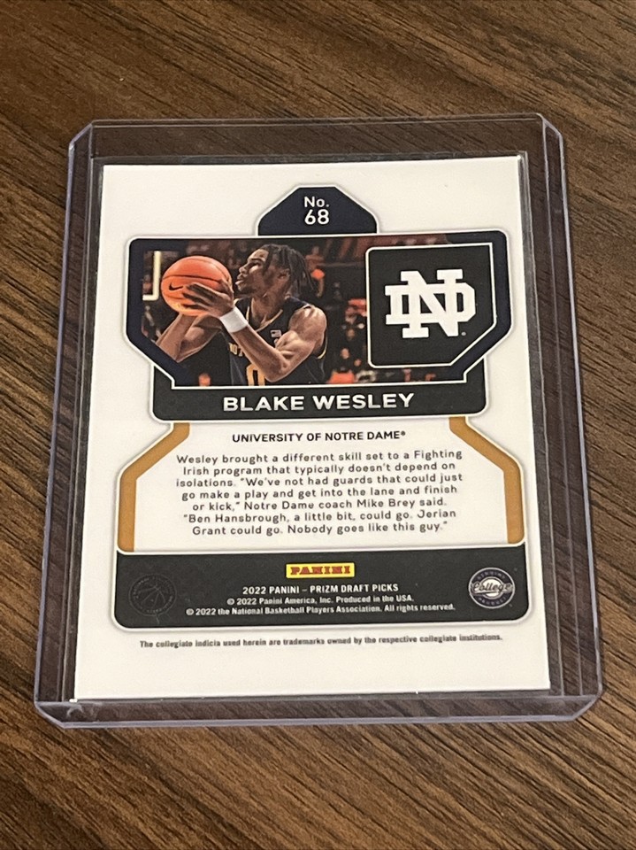 BLAKE WESLEY RC 2022-23 Panini Prizm Draft Picks #68 ROOKIE NBA | eBay