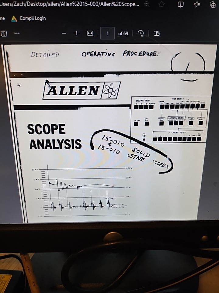 Allen Test Products 15000 18000 Engine Analyzer User Manual Pdf Book Cd ...