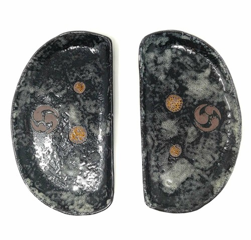 TJ Global Set of 2 Ceramic Semi-Circle Shape Japanese Pottery Sushi ...