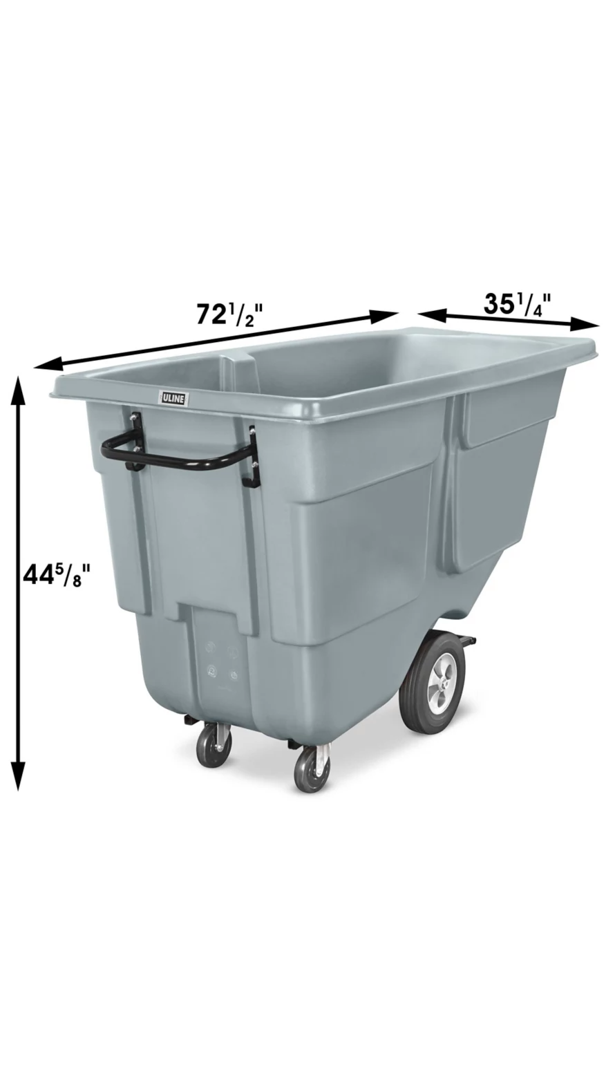 Uline Utility Tilt Truck, 1 Cubic Yard GRAY Dump Cart Trash Garbage ...