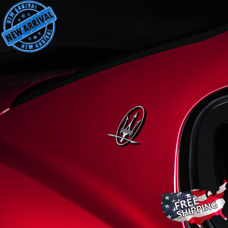 Maserati Side Logo Emblem LH&RH Chrome Red Line Quarterpanel Badge ...
