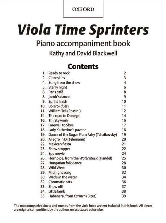 Viola Time Sprinters: Piano Book by Oxford University Press (Sheet ...