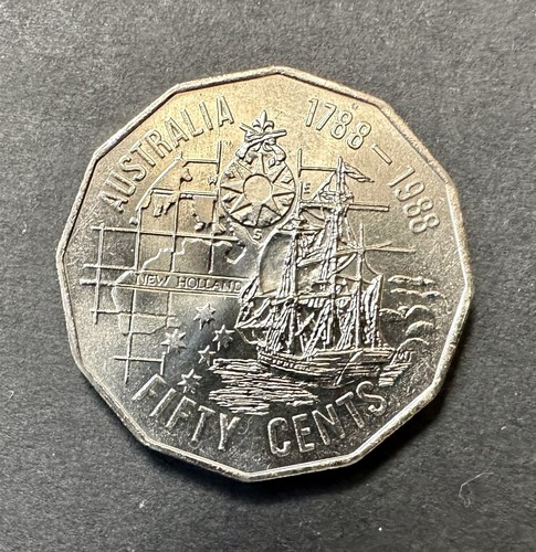 1988 50 Cent Decimal Coin x1 Bicentennial Commemorative Uncirculated ...